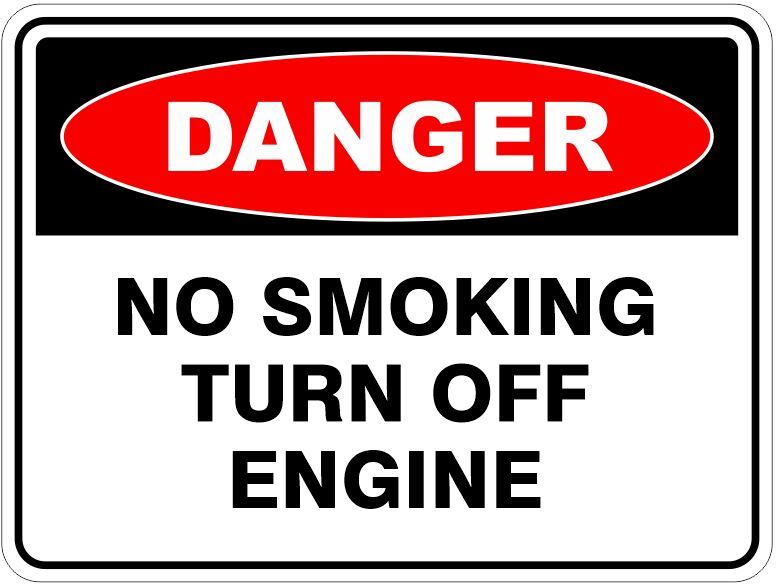 NO SMOKING TURN OFF ENGINE - SELF ADHESIVE STICKER / DECAL / SIGN ...